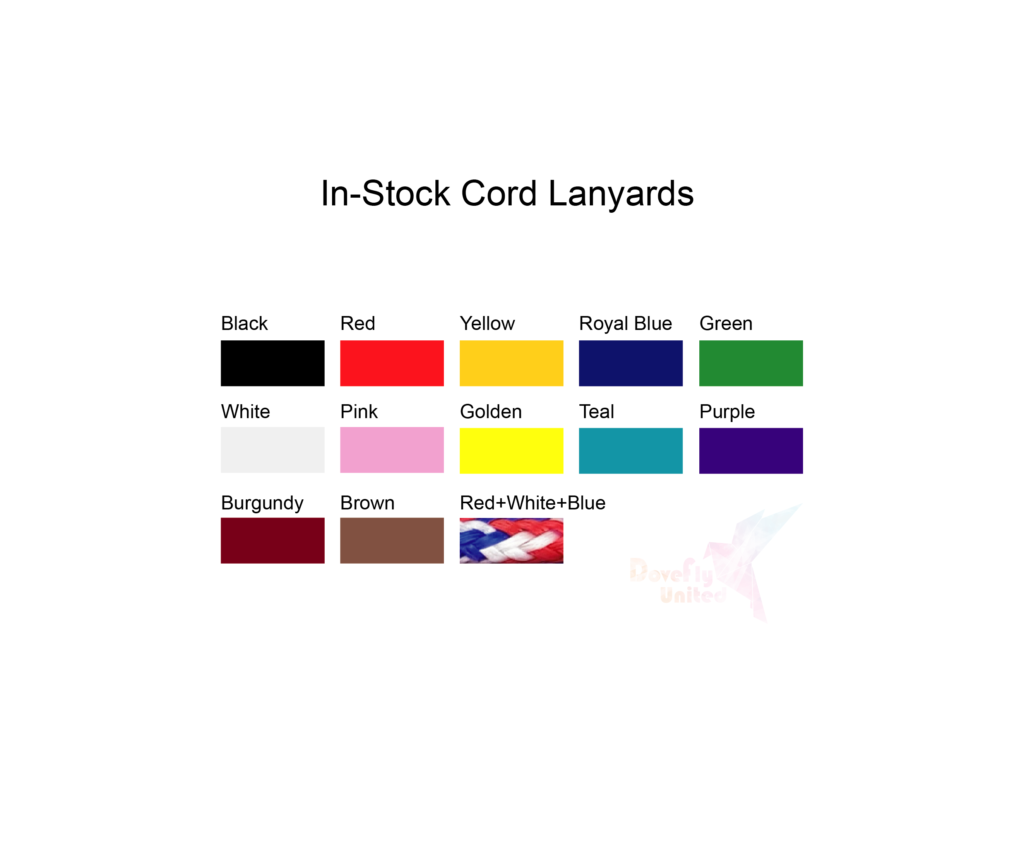 03 Cord Lanyard Color Chart – 【DoveFly United 台灣製造識別證帶】企業首選識別證帶&金屬客製製造設計工廠